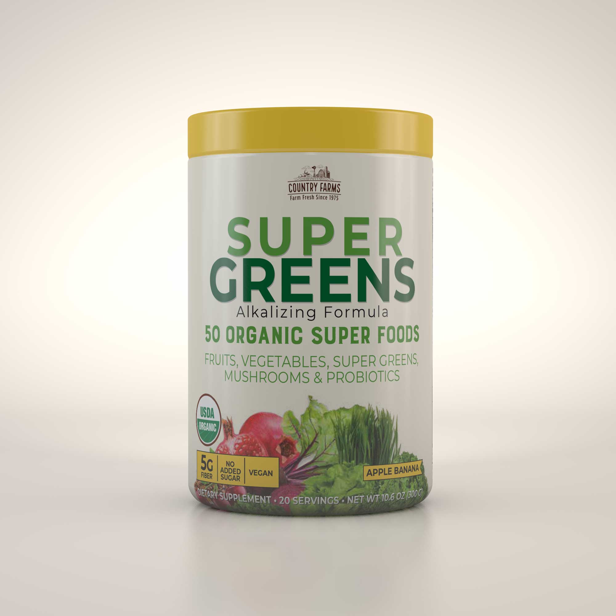 Super Greens Powder - 20 Servings - Apple Banana Flavor – Country Farms