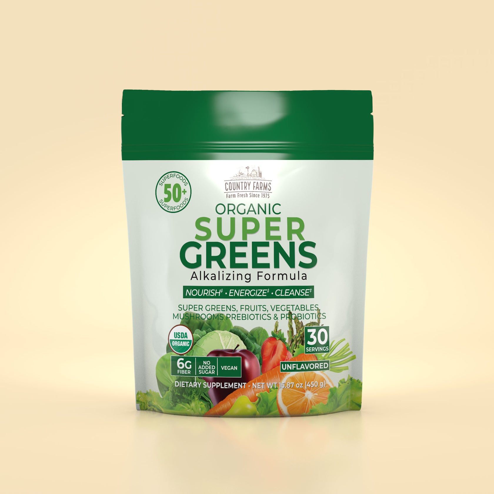 Super Greens Powder - 30 Servings - Unflavored – Country Farms